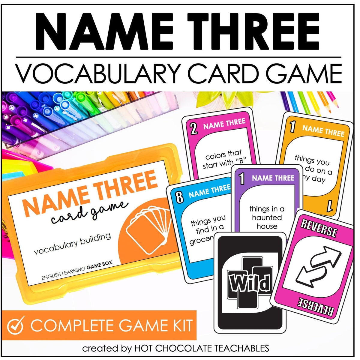 Vocabulary Building Card Game: Name Three Things Prompts – Hot ...