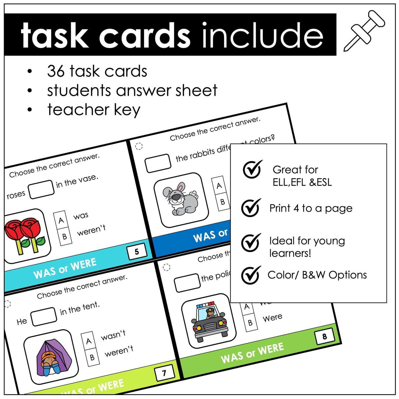 Past Tense Task Cards - Subject Verb Agreement