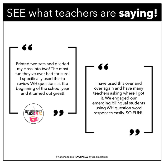 WH Question Card Game - What, When, Where & Why – Hot Chocolate Teachables