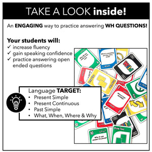 WH Question Card Game - What, When, Where & Why – Hot Chocolate Teachables