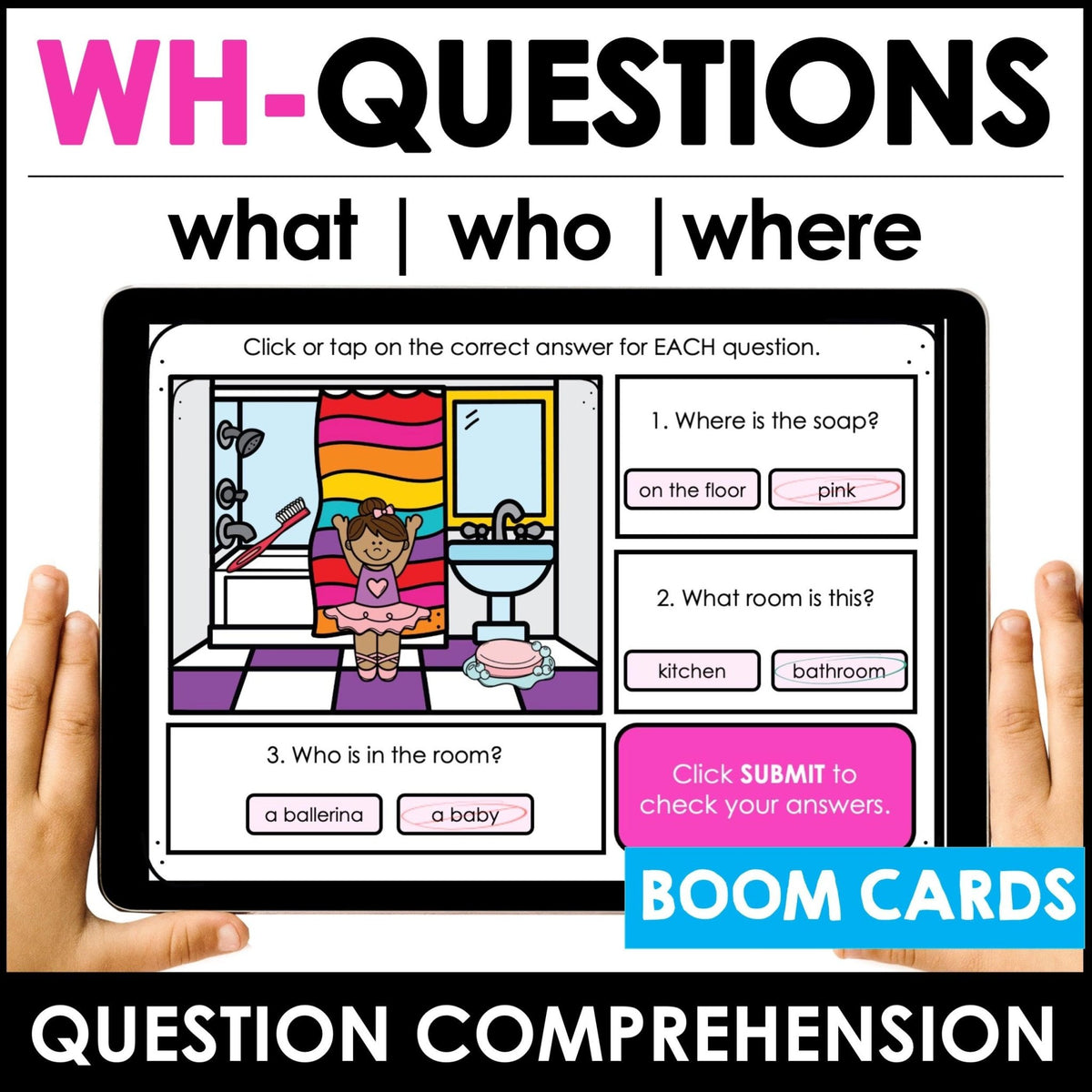 WH-Question Comprehension Boom Cards | What, Where, Who – Hot Chocolate ...