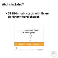 Wh Task Cards | What, Where, When, Why, Who, How – Hot Chocolate Teachables