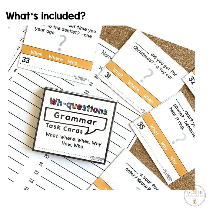 Wh Task Cards | What, Where, When, Why, Who, How