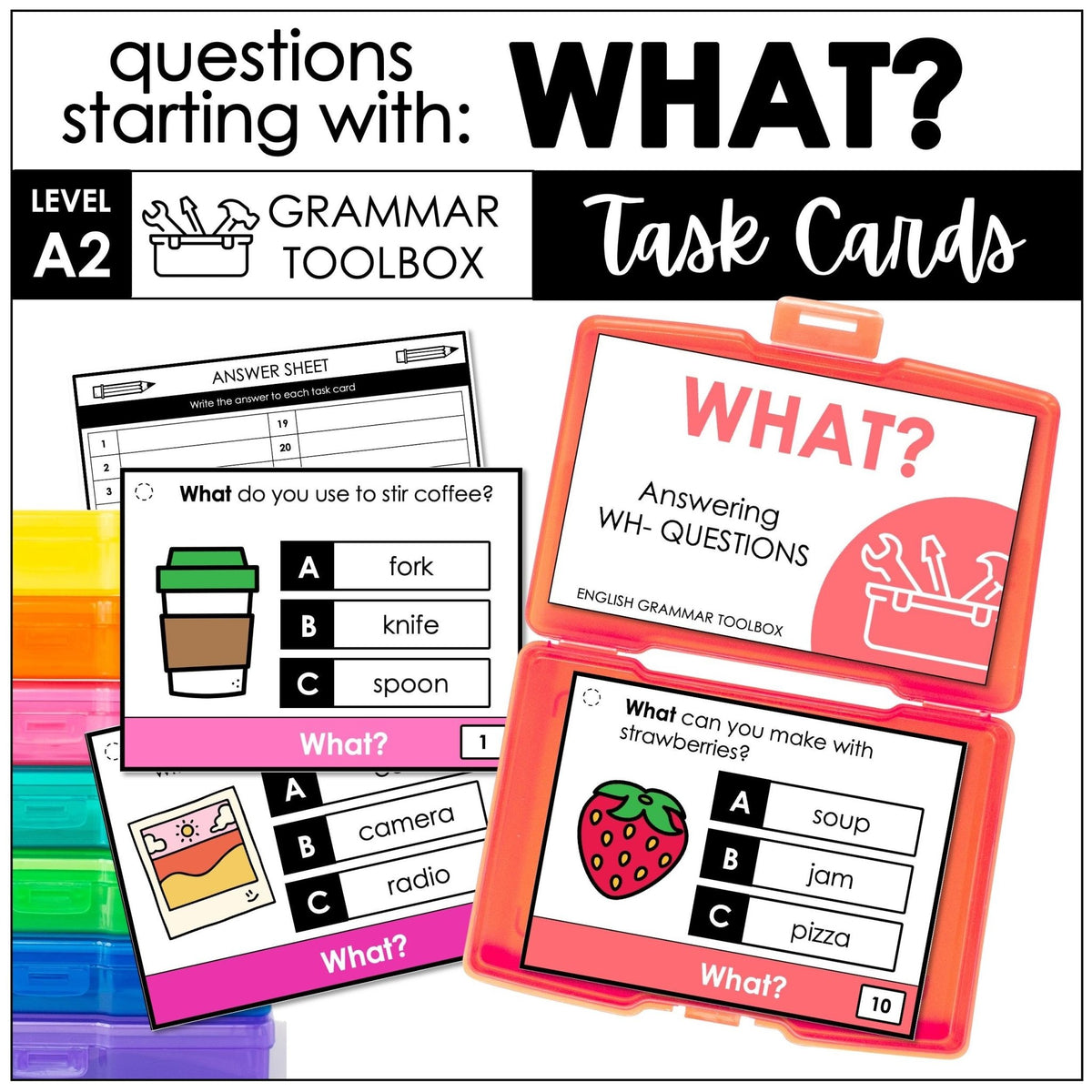 WHAT Questions - WH Question Word Comprehension Task Cards – Hot ...