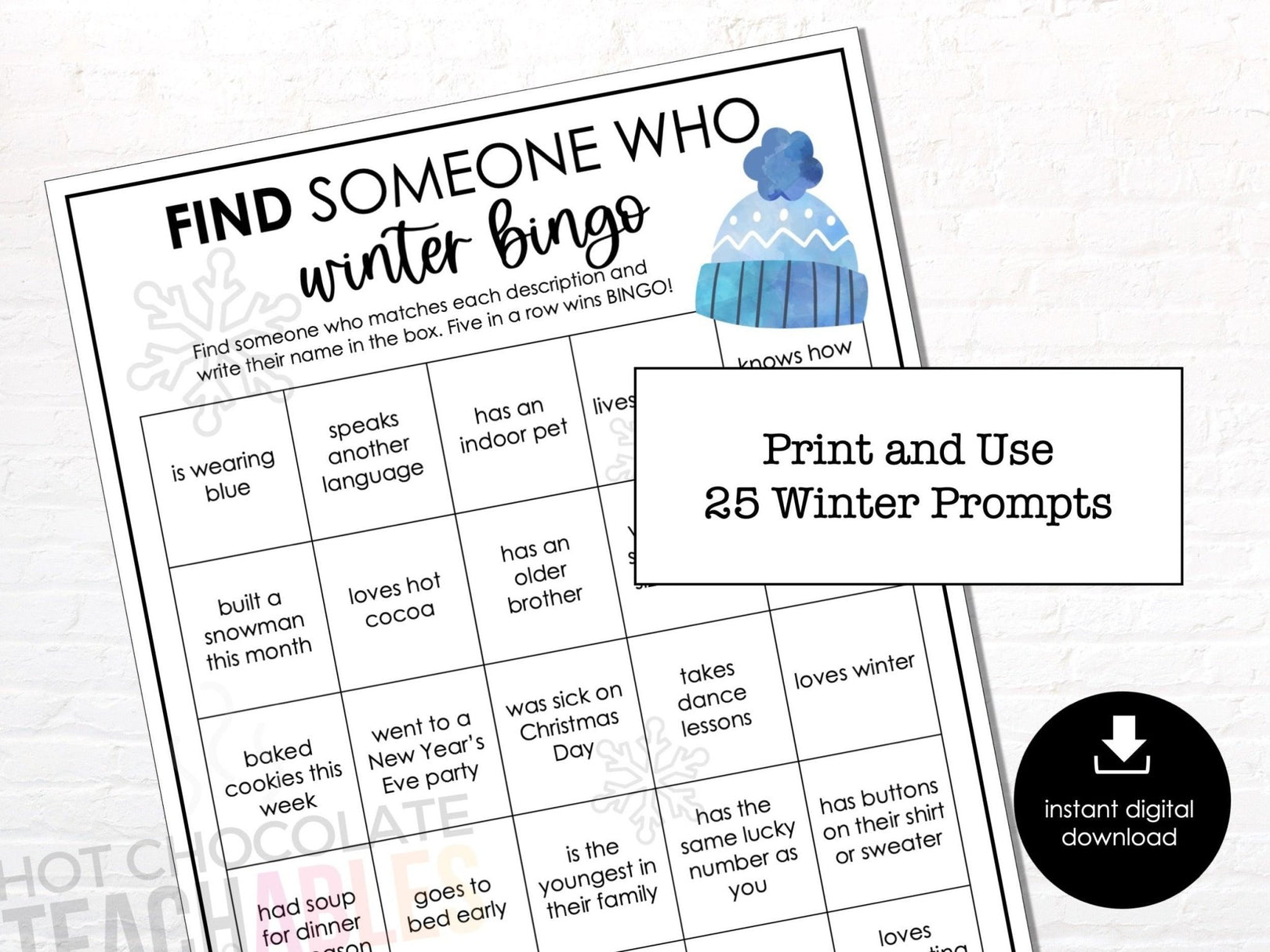 Winter Find Someone Who Bingo Game - Speaking Practice