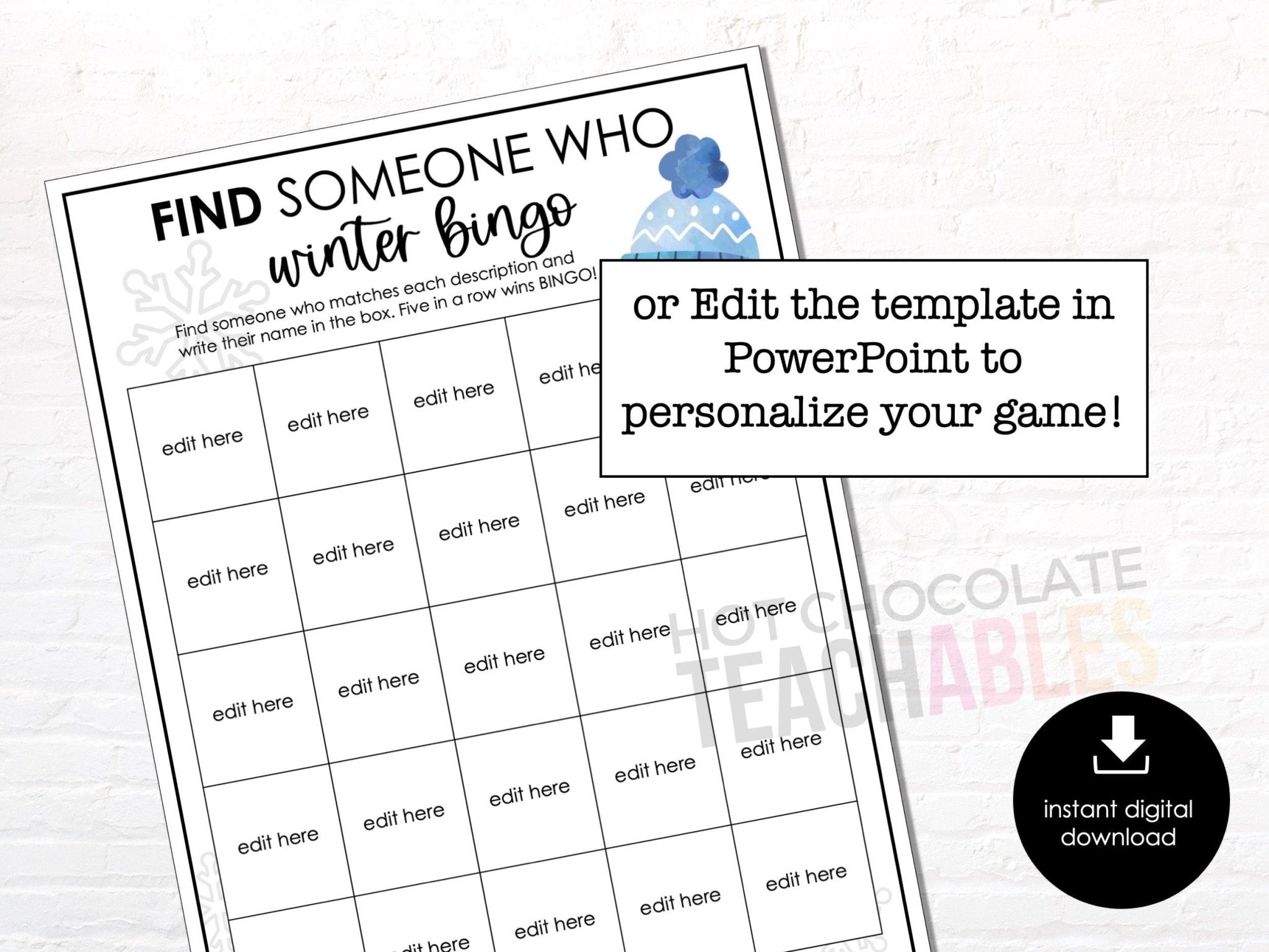 Winter Find Someone Who Bingo Game - Speaking Practice – Hot Chocolate ...