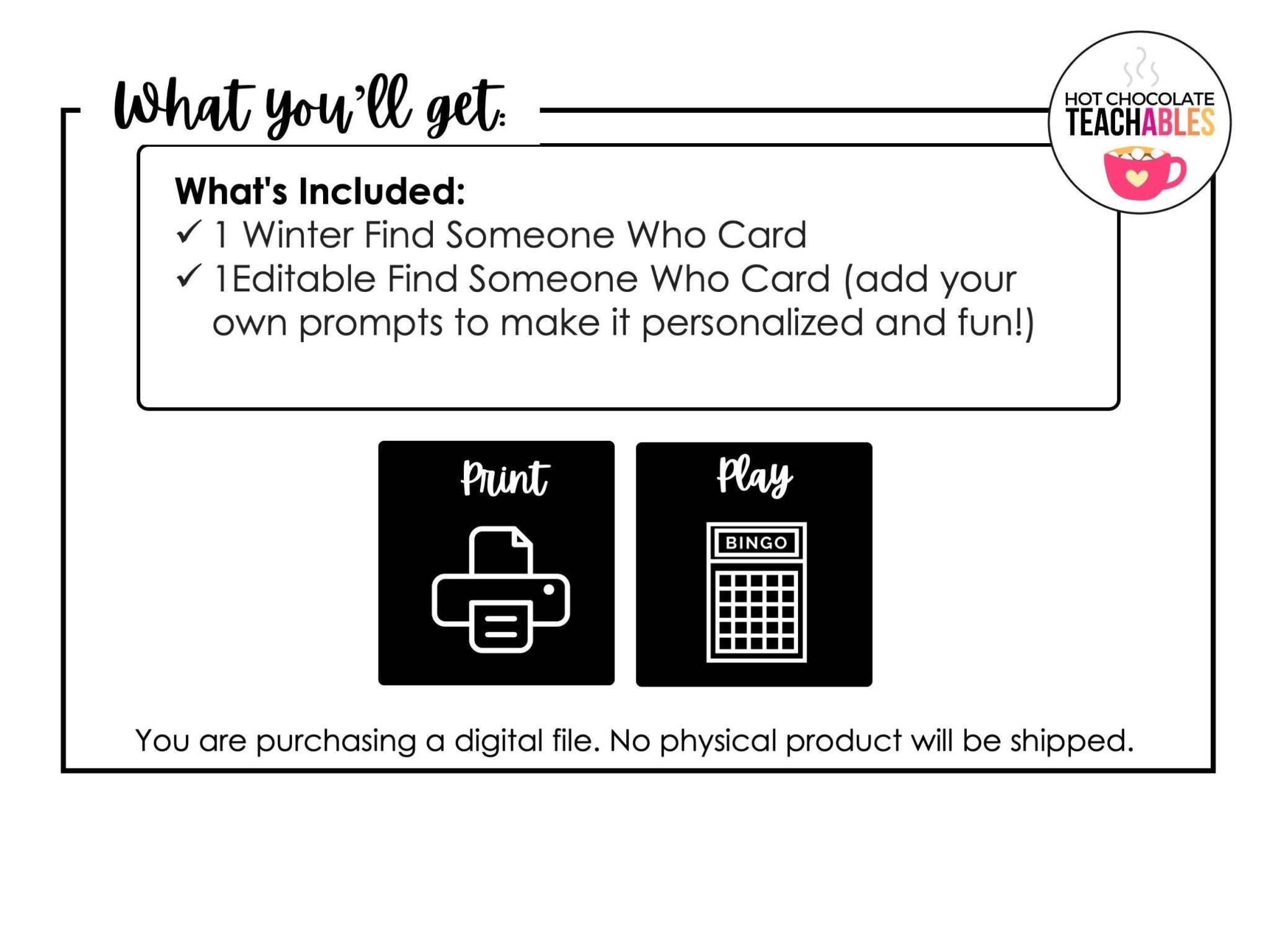 Winter Find Someone Who Bingo Game - Speaking Practice – Hot Chocolate ...