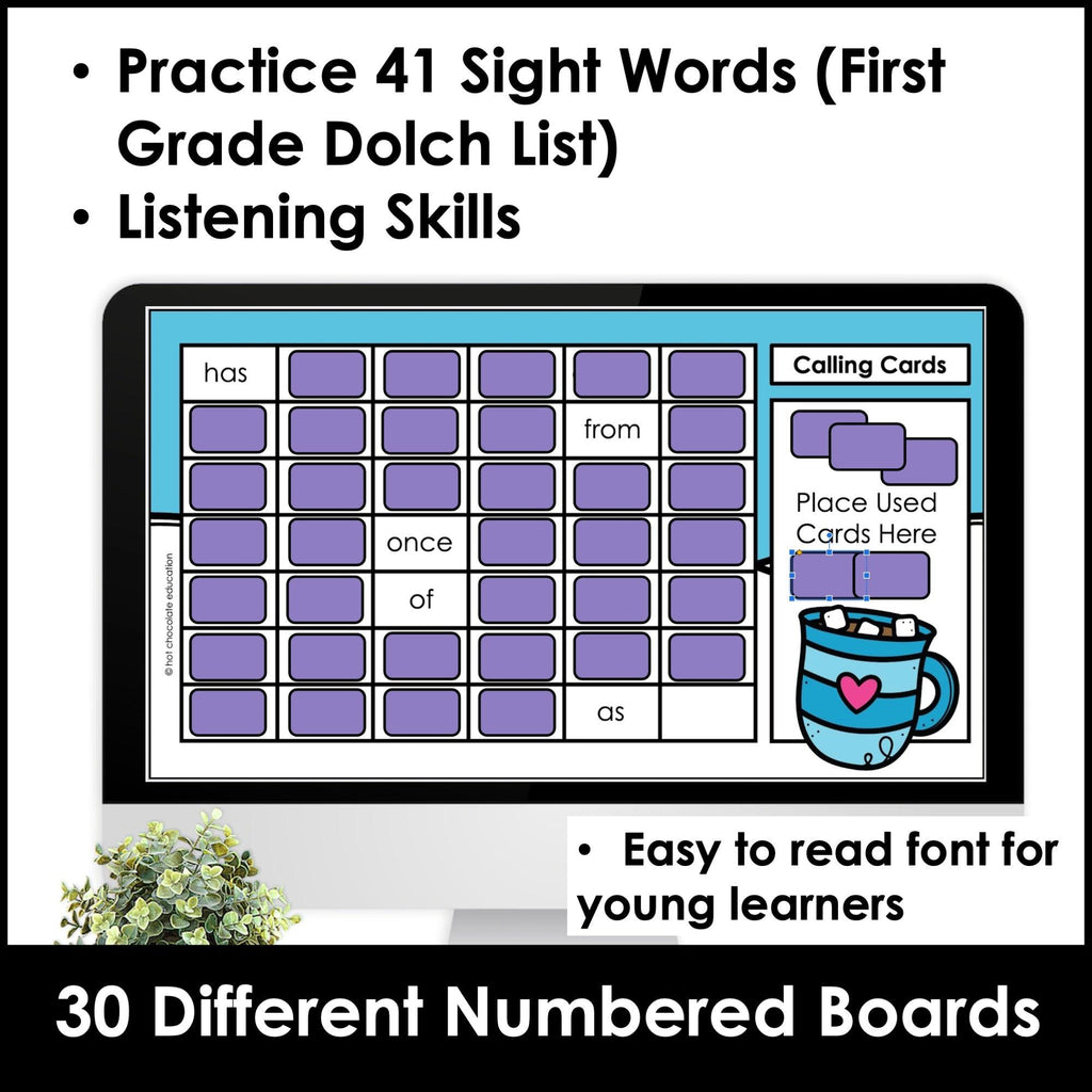 Winter 1st Grade Sight Words Bingo - Print & Digital – Hot Chocolate ...