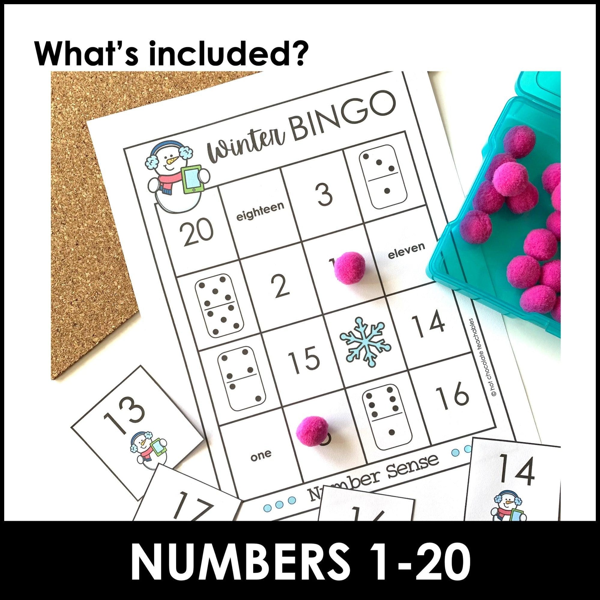 Winter Number Fluency Bingo | 1-20 Number Recognition – Hot Chocolate ...