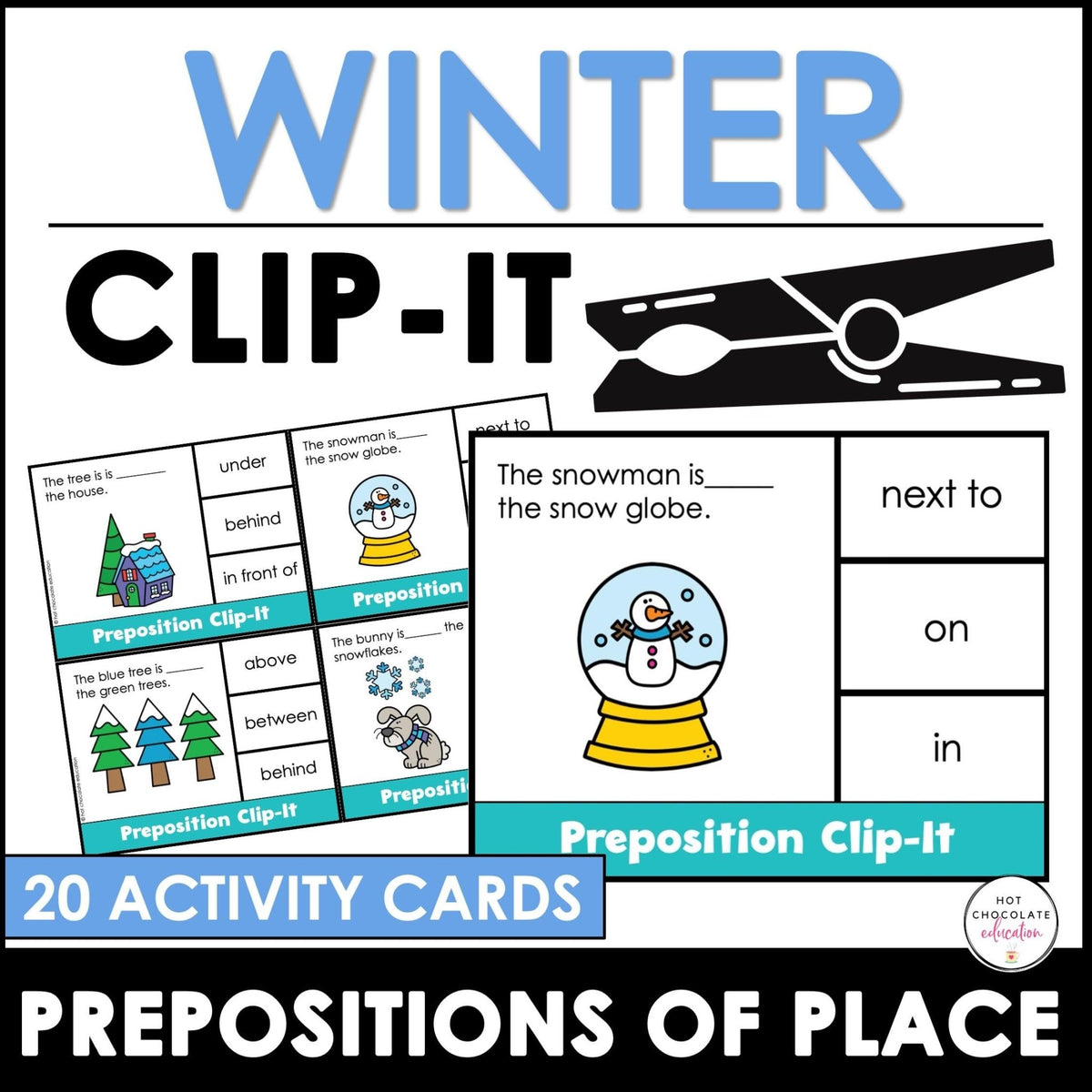 Winter Preposition Activity Cards: Location of Objects