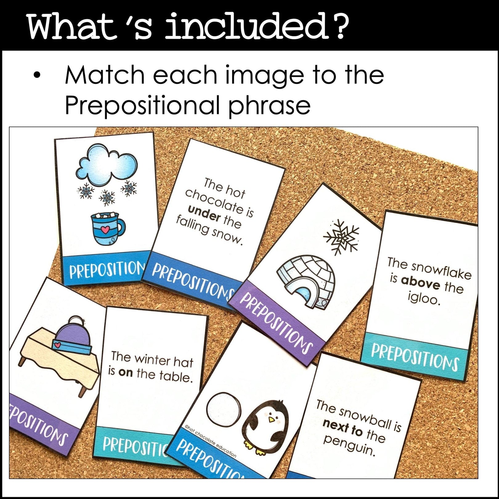 Winter Place Prepositions Cards: Fun Center Activity