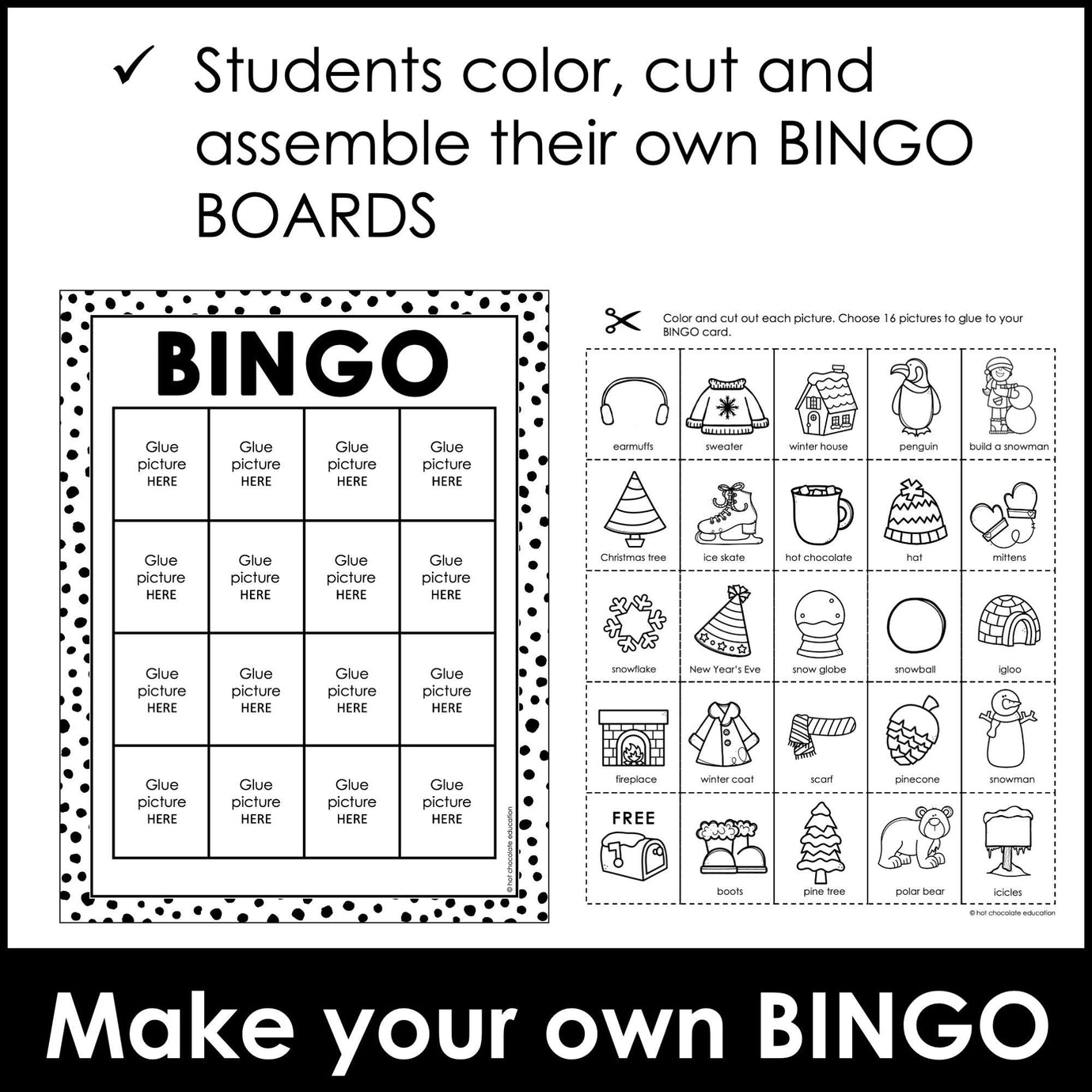 Winter Vocabulary Bingo Game - Create Your Own BINGO GAME