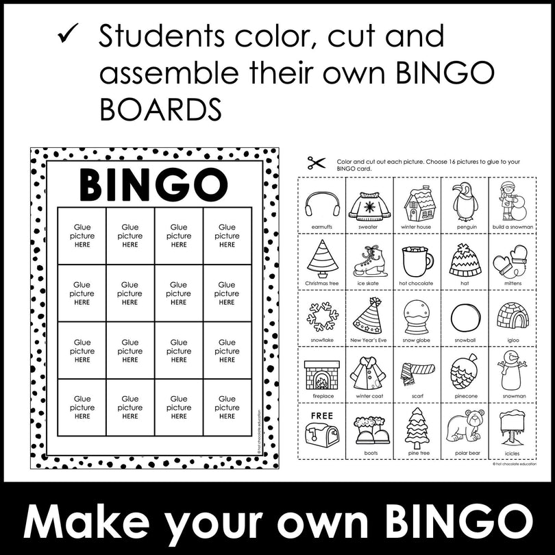 Winter Vocabulary Bingo Game - Create Your Own BINGO GAME
