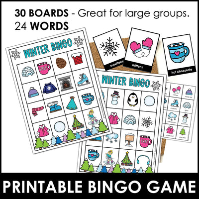 Winter Bingo Game - Seasonal Vocabulary Activity – Hot Chocolate Teachables