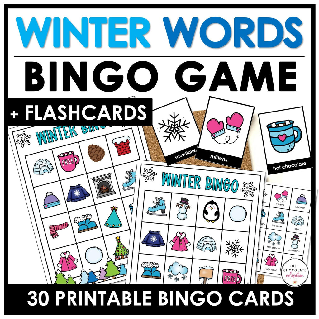 Winter Bingo Game - Seasonal Vocabulary Activity – Hot Chocolate Teachables
