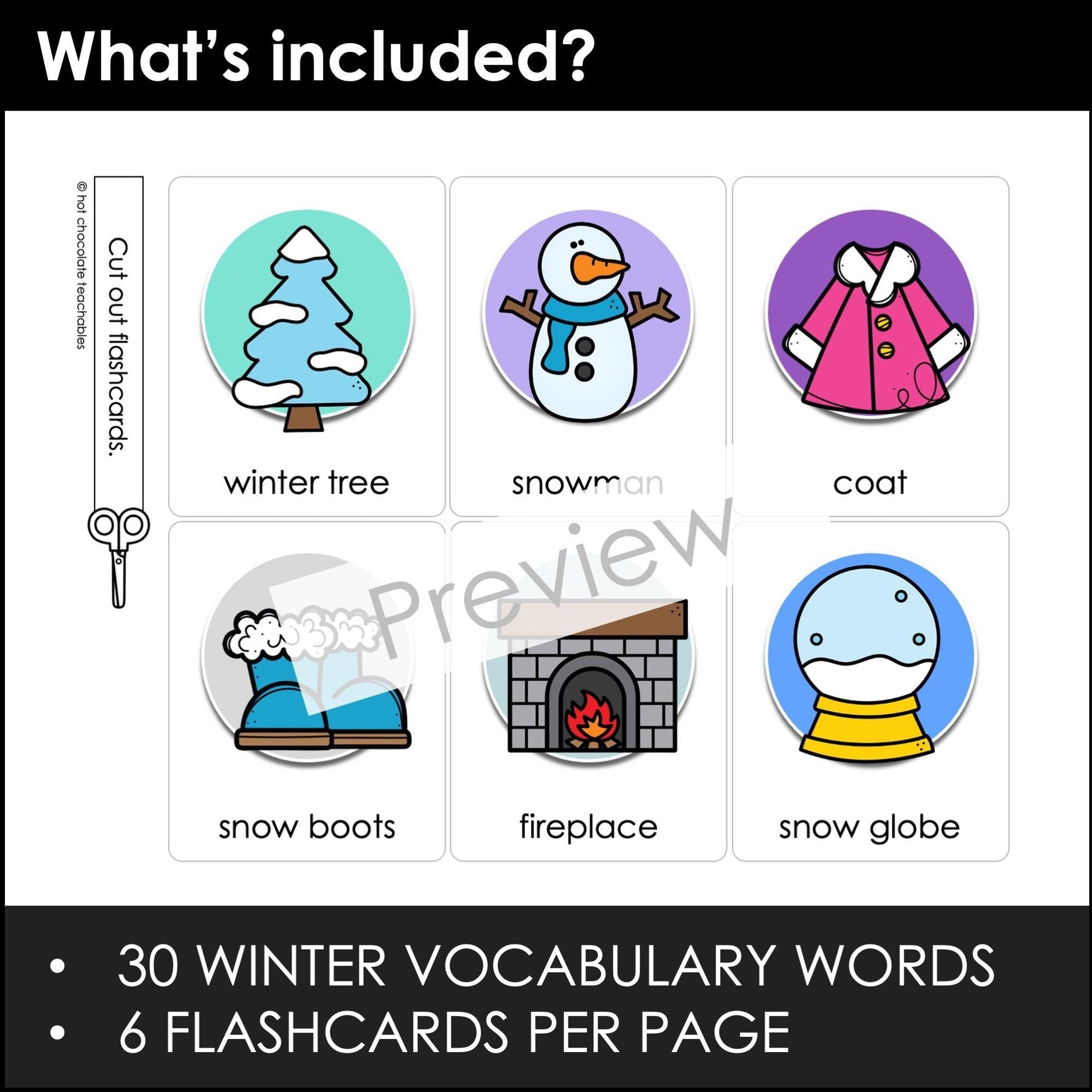 Winter Vocabulary Flashcards - Editable English Flash Cards – Hot ...