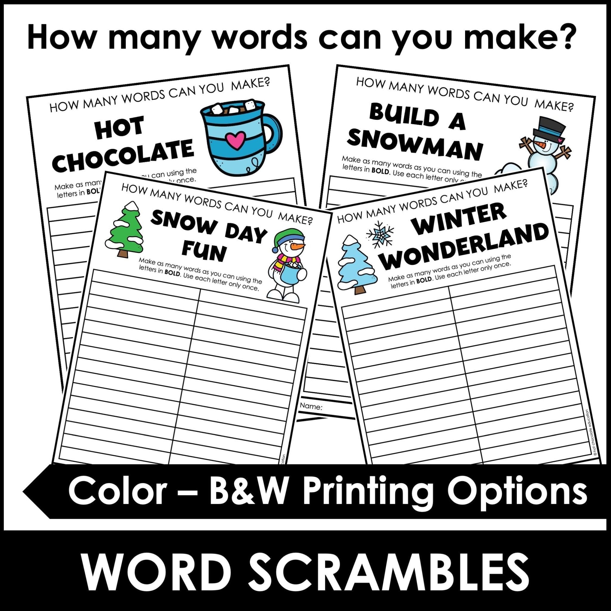Winter Word Scramble Freebie! How many words can you make? – Hot ...